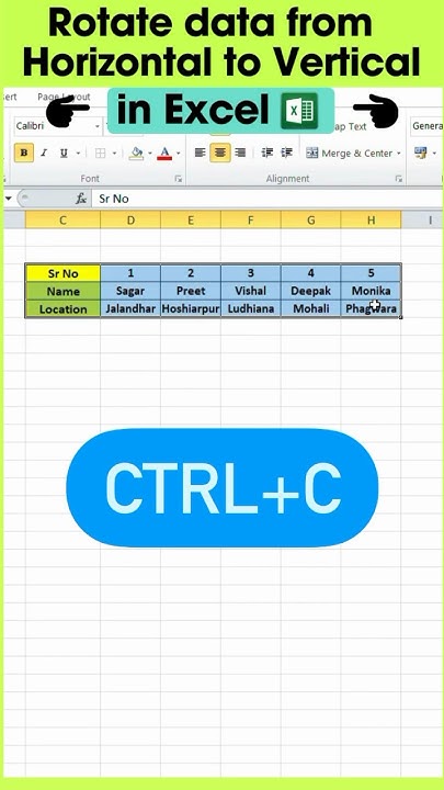How to Rotate Data from Horizontal to Vertical In Excel #exceltips #shorts #excel #tips - YouTube
