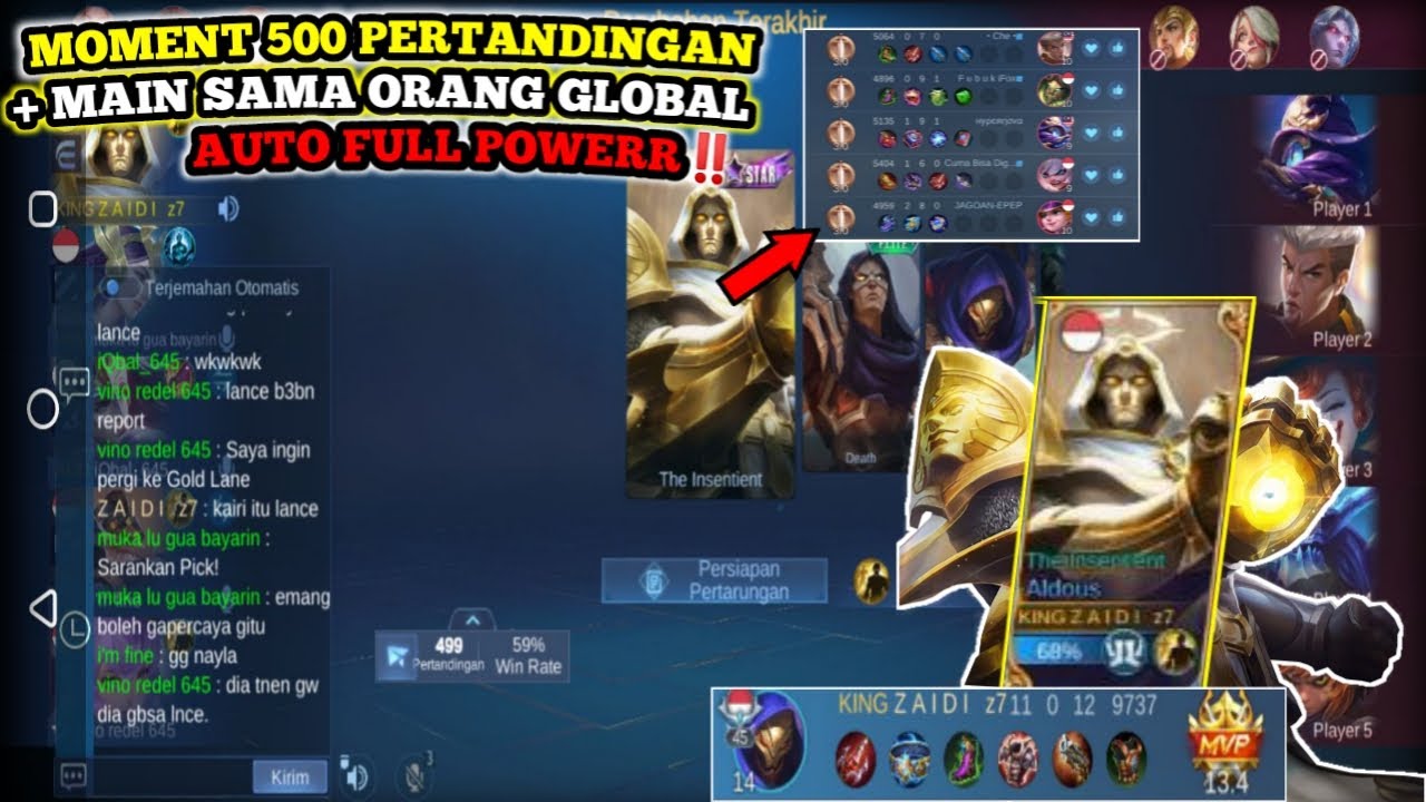 PUSH RANK MAIN SAMA ORANG GLOBAL+ALDOUS zayyXml MENUJU 500MACTH AUTO ...
