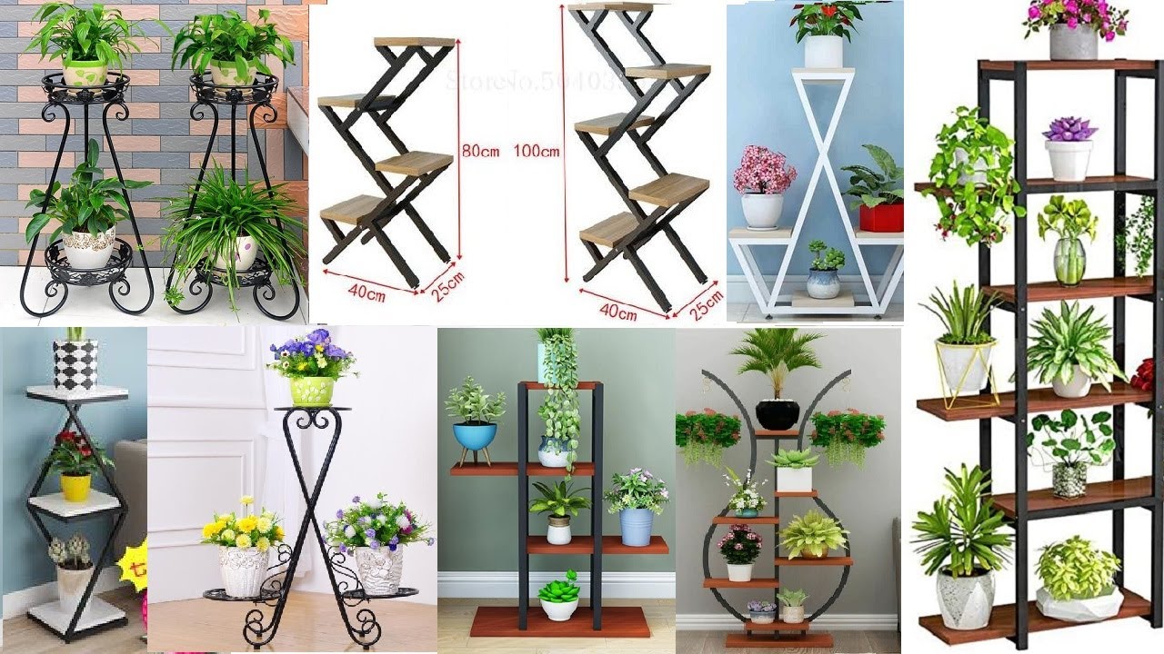 Modern metal frame plant stand ideas - YouTube
