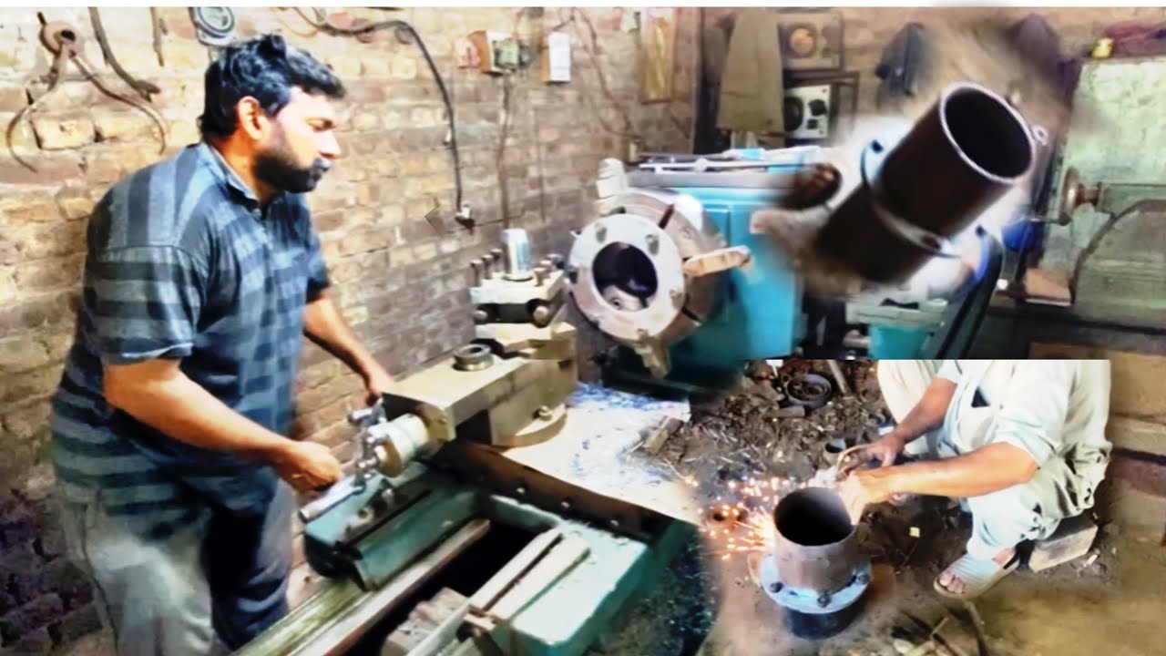 Technical process of making iron pipe flunch on lathe machine full ...