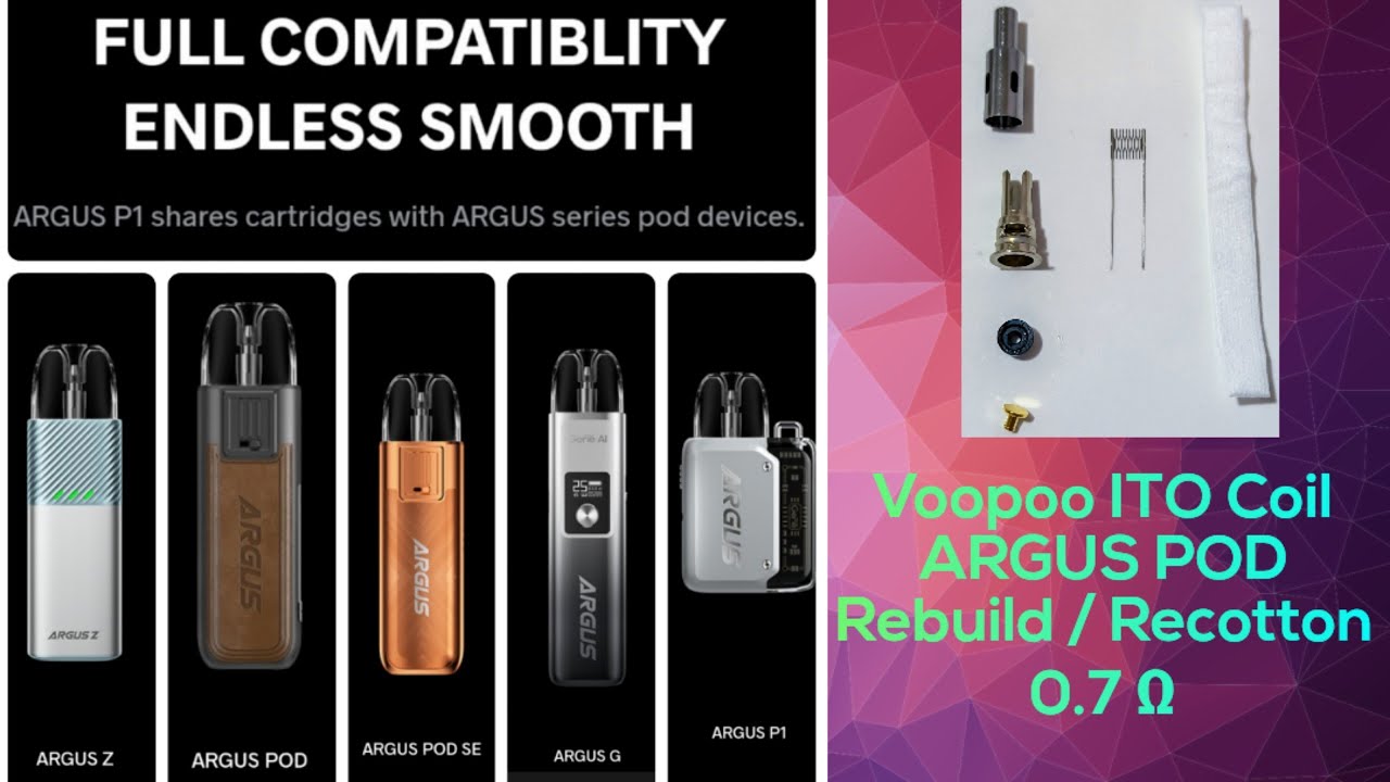 Voopoo Argus Pod Rebuild/Recotton - YouTube