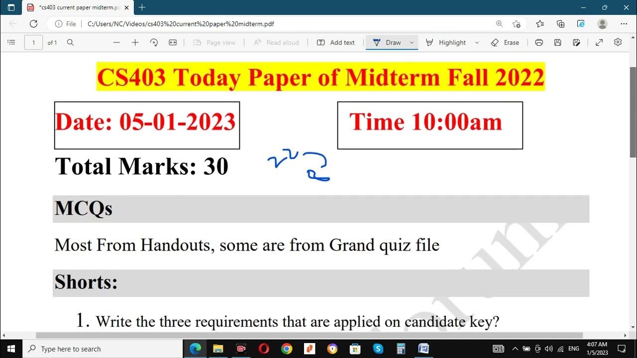 CS403 Today Paper of Midterm Fall 2022||CS403 Midterm Paper 2022||CS304 ...