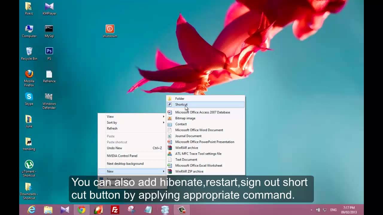 How to Add Shutdown and Restart Shortcuts to Desktop in Windows 8 - YouTube