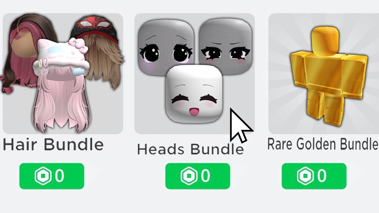 OMG! ROBLOX NEW HAIR BUNDLES + HEADS BUNDLES & NEW RARE GOLDEN BUNDLE 😀 ...