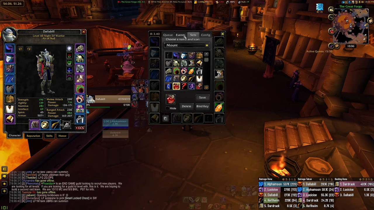 WoW Classic - ItemRack - Auto equip mount speed items - YouTube
