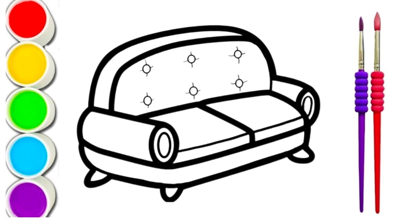 How To Draw Easy Sofa ll Easy Sofa Drawing Painting & Colouring For ...