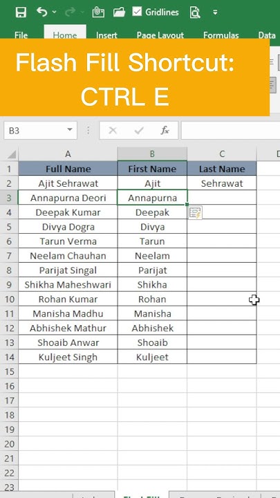 Separate First Name & Last Name in Excel | Flash Fill | Excel Life - Amit Kumar - YouTube