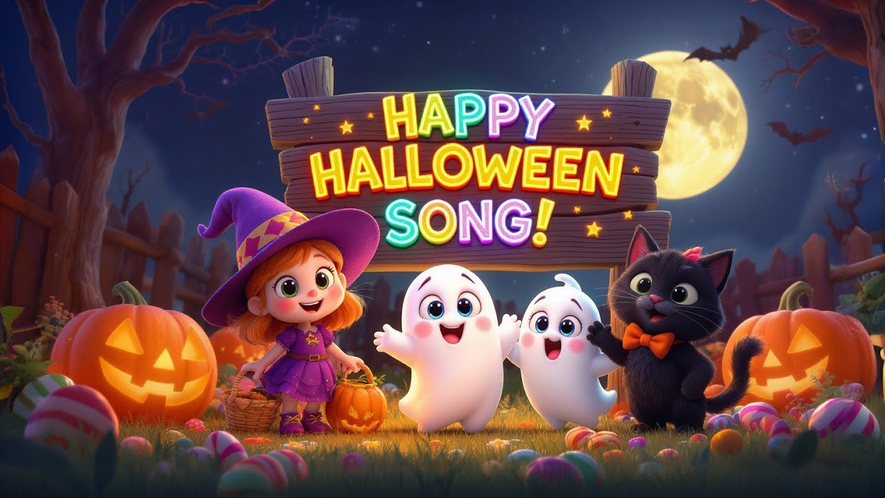 Happy Halloween Night Song for Kids | Spooky Fun Rhyme & Trick-or-Treat ...
