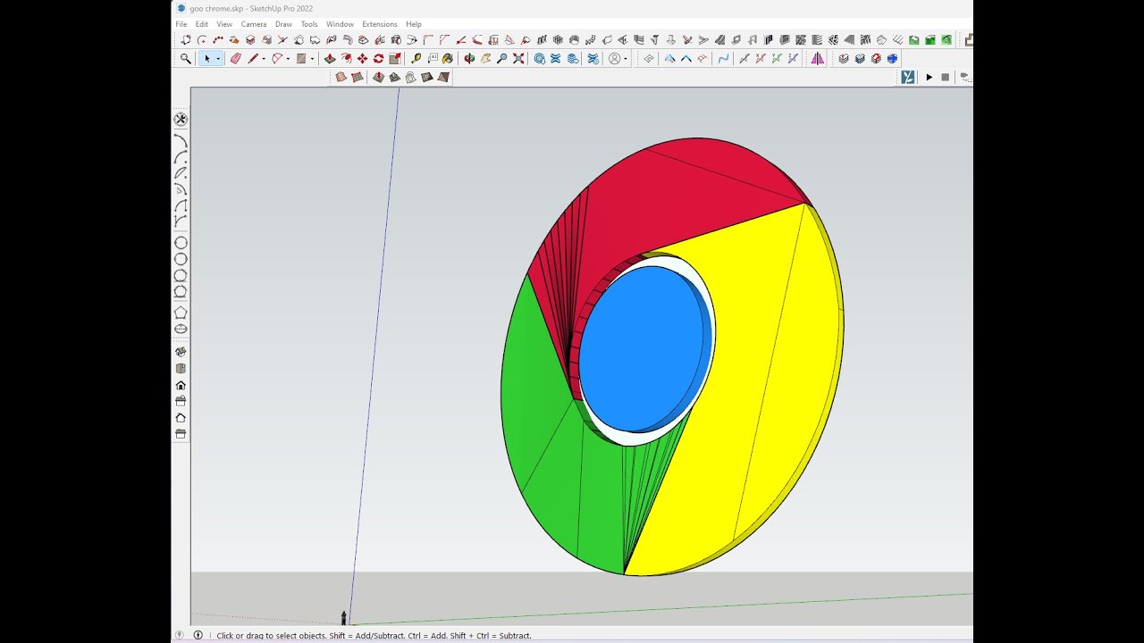 How to draw google chrome icon in sketch up using autocad. - YouTube