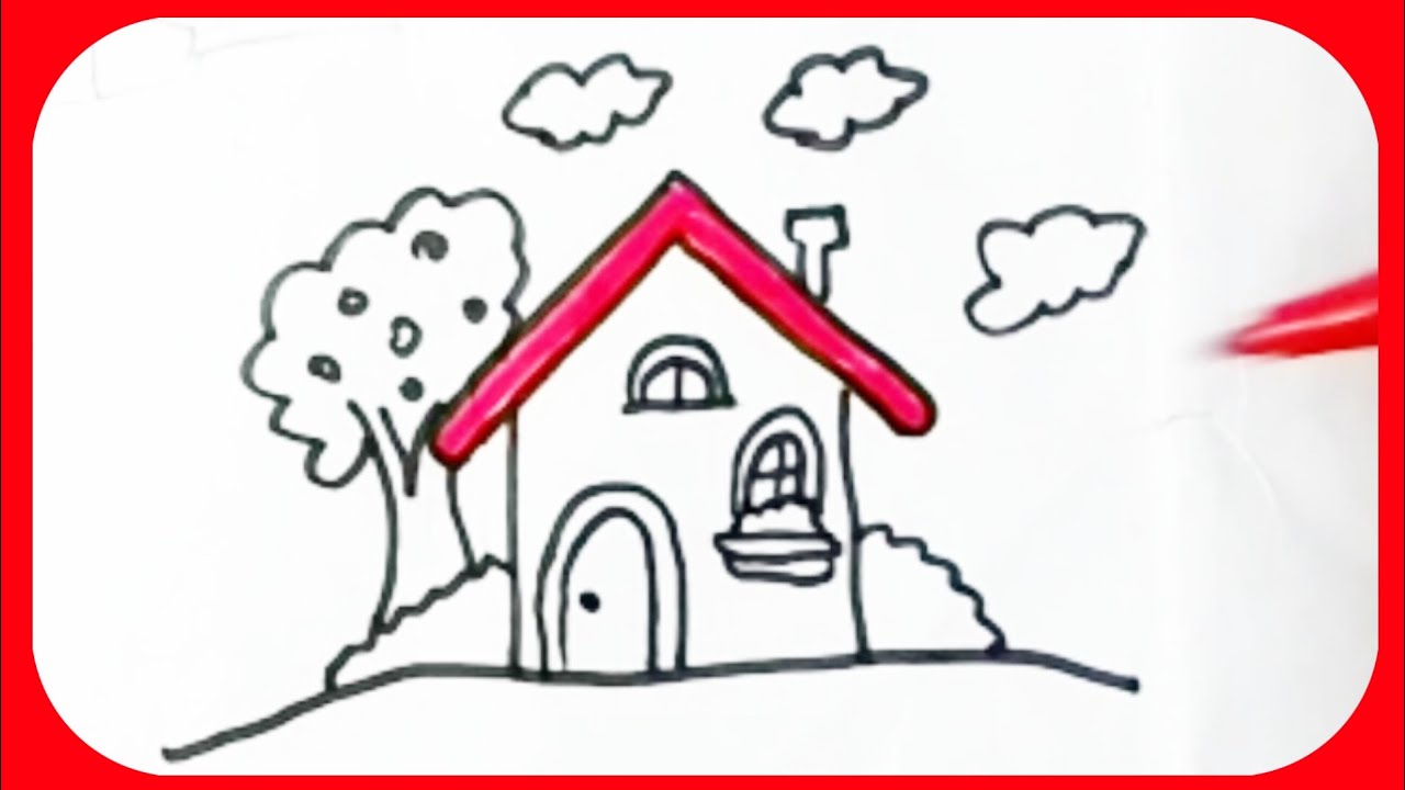 simple and easy house drawing//how to draw house//house drawing// - YouTube