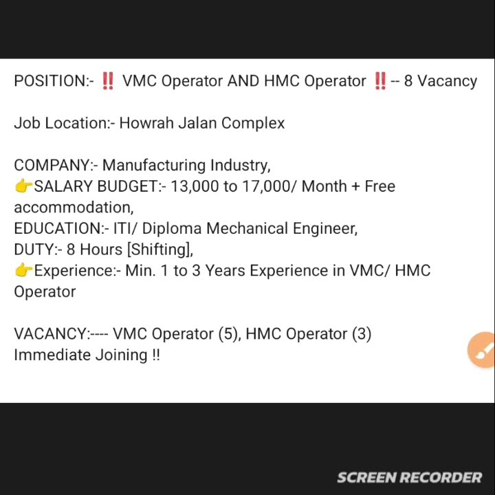 HIRING FOR VMC AND HMC POST || NEW VACANCY #job #diploma #itivacancy # ...