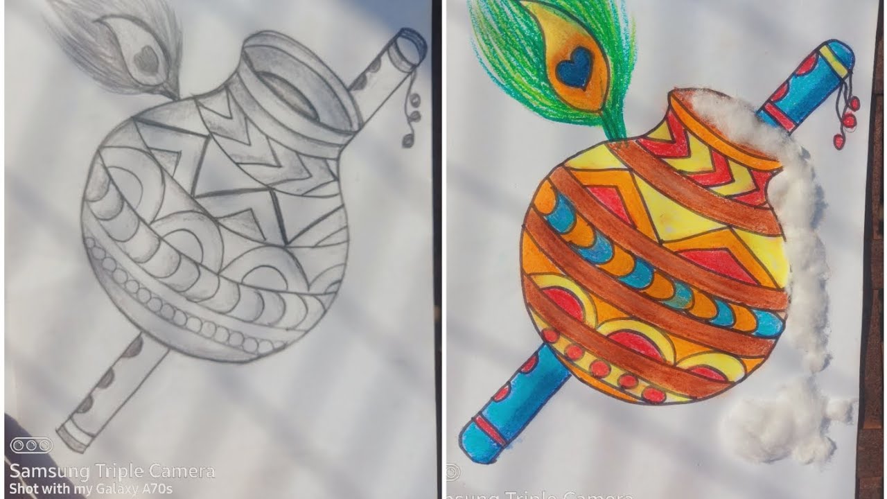 Matki pencil drawing| janmastami drawing |easy drawing of matki and ...