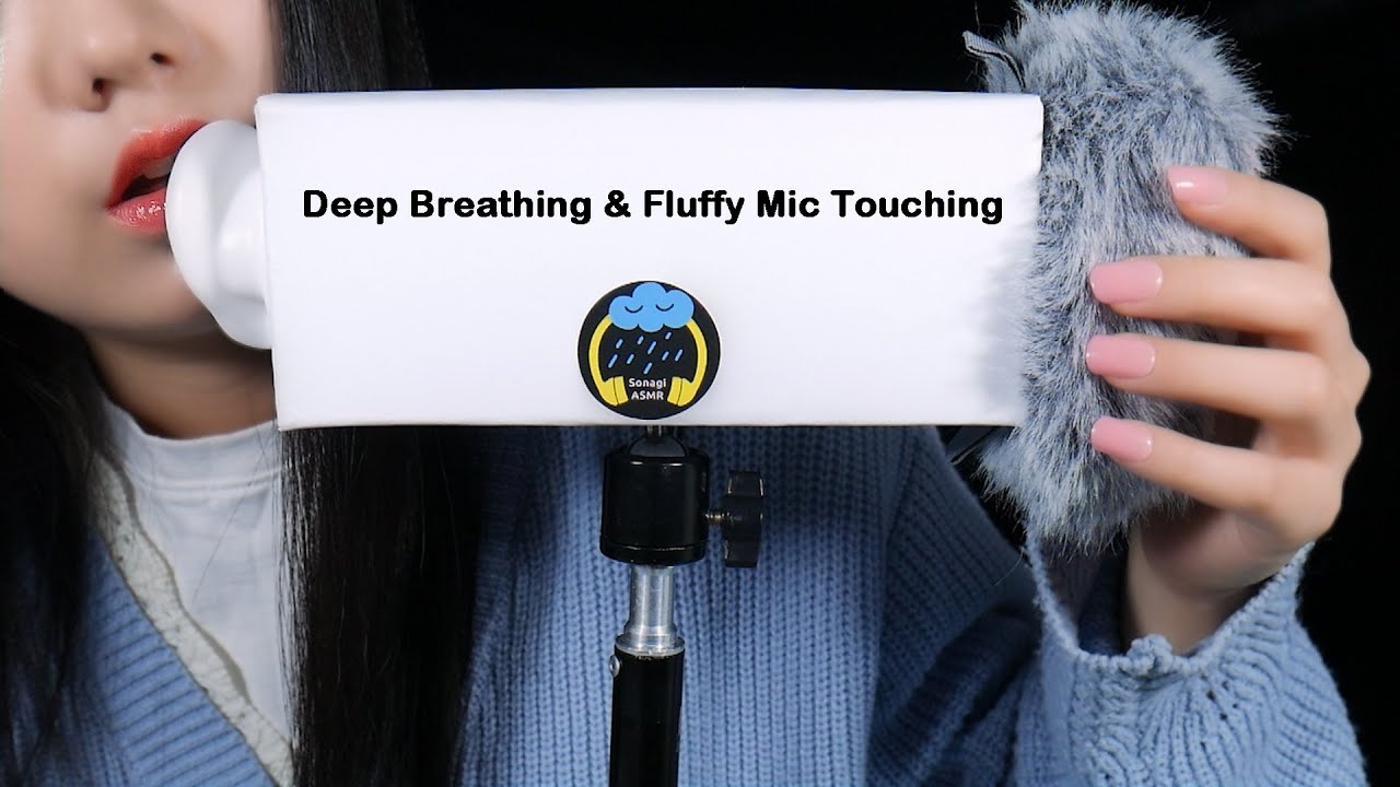 ASMR Deep Breathing & Fluffy Mic Touching | Ear Blowing (No Talking ...