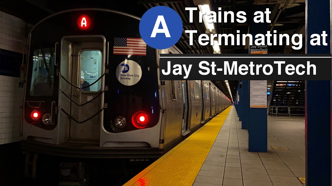 (A) (F) (Q) & (R) Trains at Jay St-Metrotech - YouTube