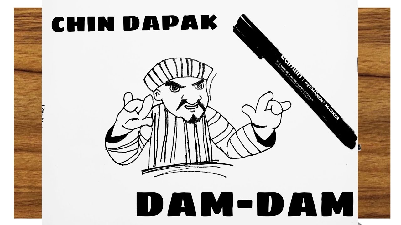 how to draw chin dapak dam-dam step by step || easy drawing step by ...