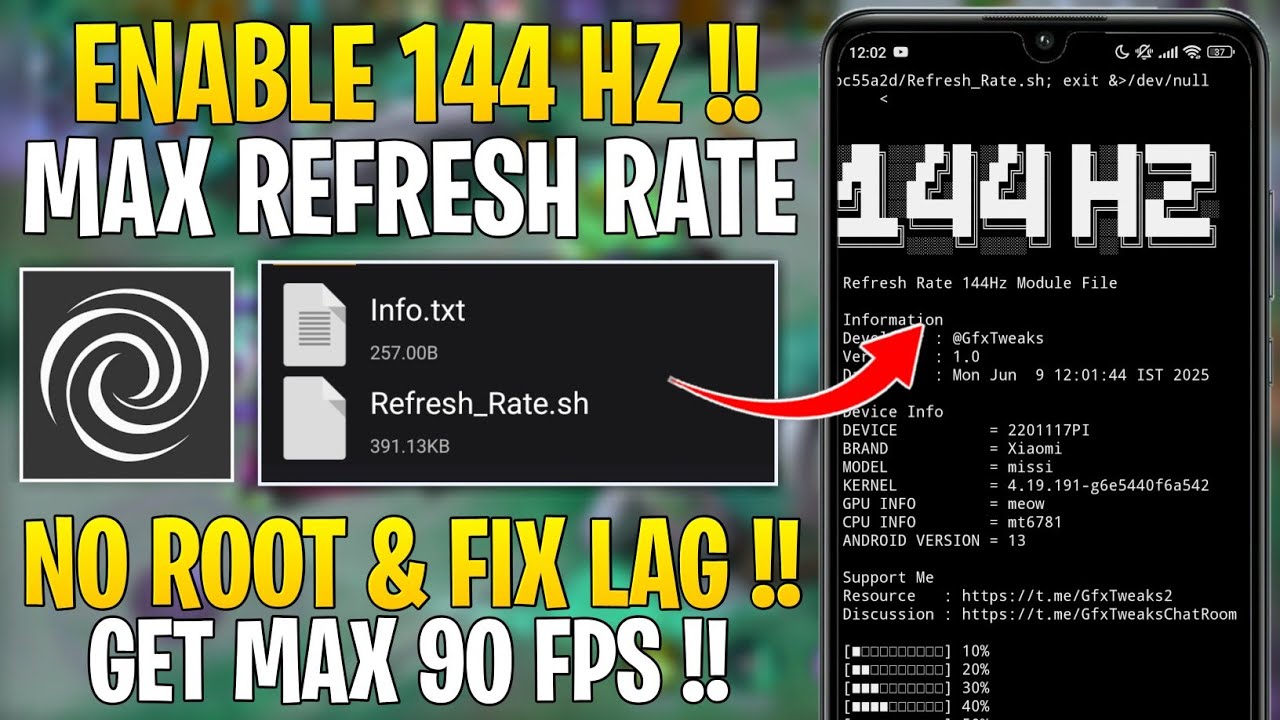 Enable 144 Hz Refresh Rate For Android ( No Root ) Get Max FPS & Fix ...