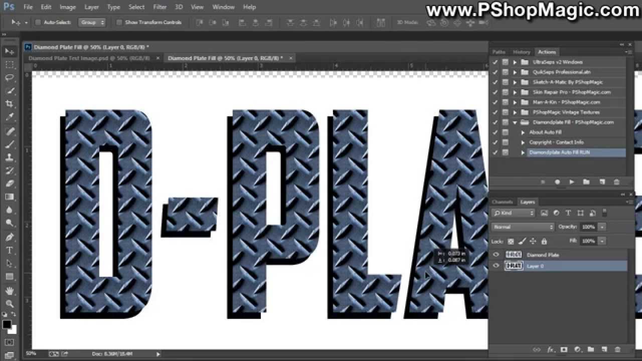 Seamless Diamond Plate Fill Action Adobe Photoshop - YouTube
