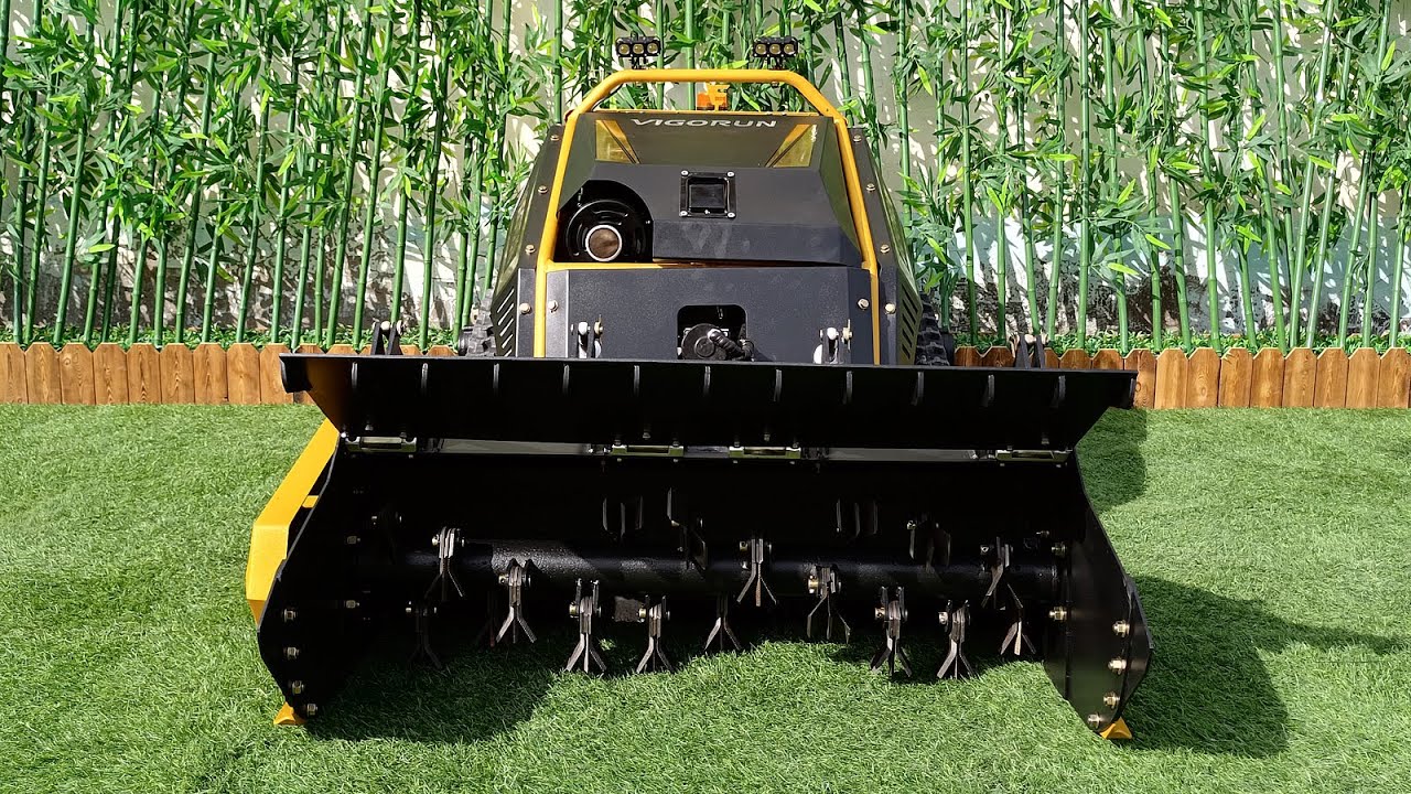 Golden remote control slasher mower with LED light (MTSK1000) - YouTube