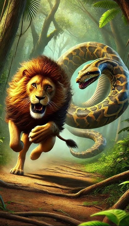 The Lion Faces the Giant Python – Who Will Be the Victor? #lion # ...