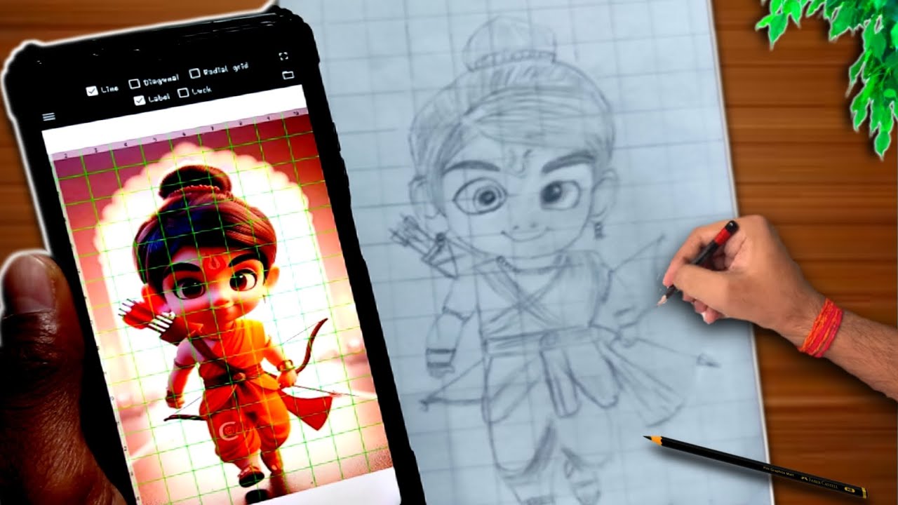 How to Draw Cute Ram ji Drawing, Lord Ram ji Drawing, Outline Tutorial ...