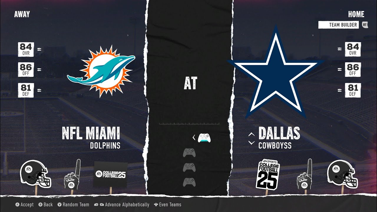 Dallas Cowboys vs Miami Dolphins in college football 25 - YouTube