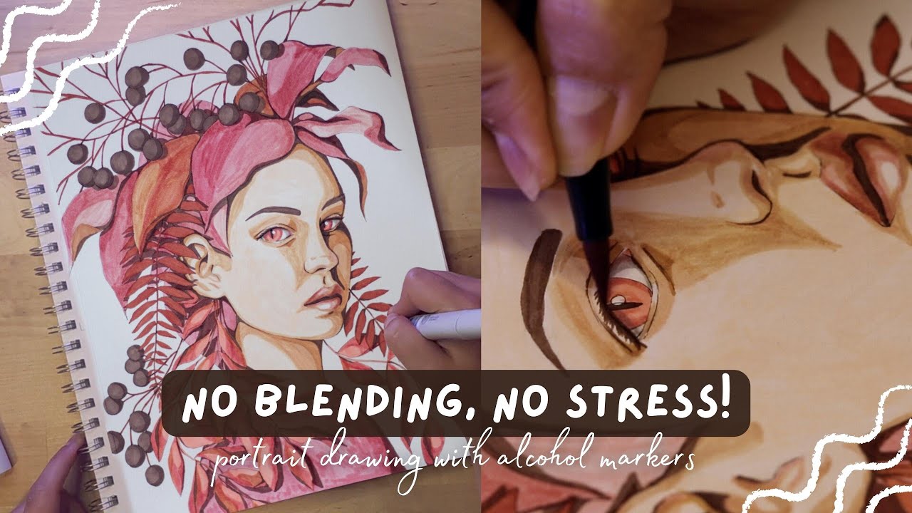 Draw A Portrait With Me Using Alcohol Markers (*No Blending* Layered ...