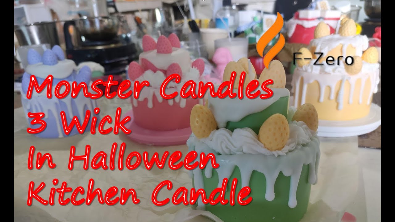 Monster Candles 3 Wick In Halloween Kitchen Candle - YouTube