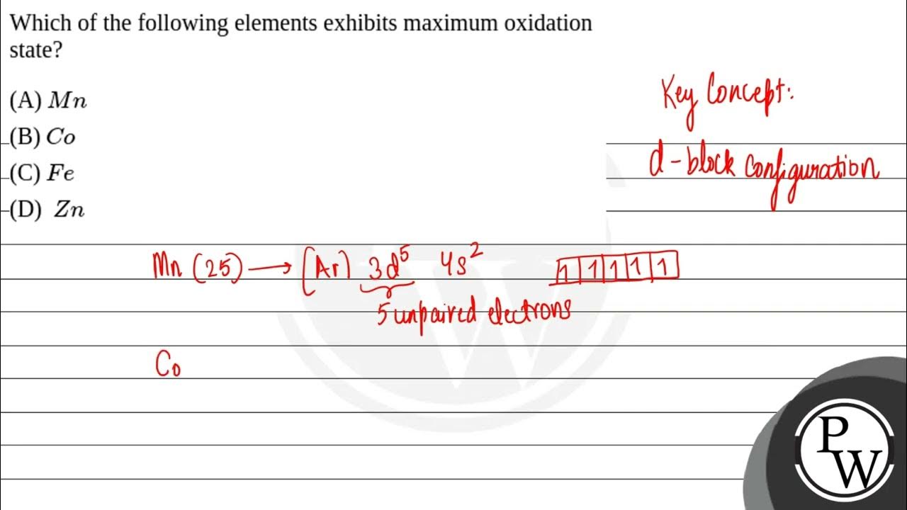 Which of the following elements exhibits maximum oxidation state ...