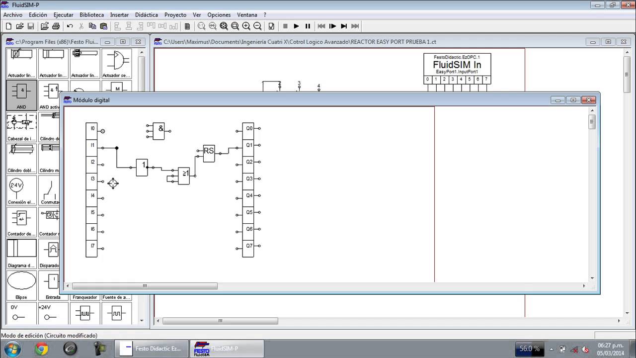 Practica con Festo Fluidsim, Easyport y Celda de reactor - YouTube