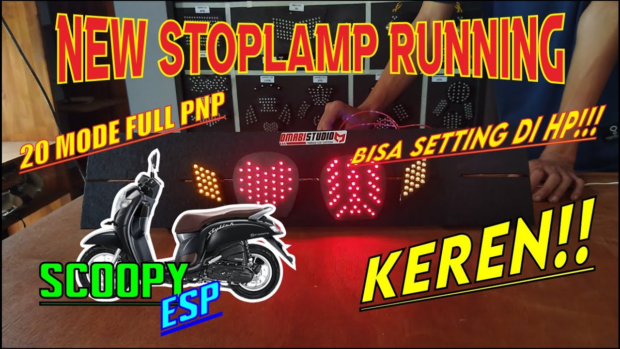 STOPLAMP SCOOPY || STOPLAMP RUNNING SCOOPY ESP FULL 20 MODE PNP SETTING ...