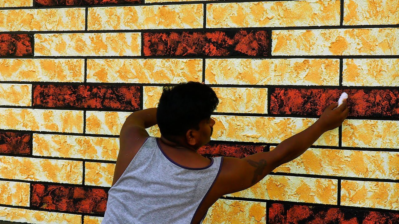 "DIY: Long Brick Wall Texture Design on Compound Wall Tutorial" - YouTube