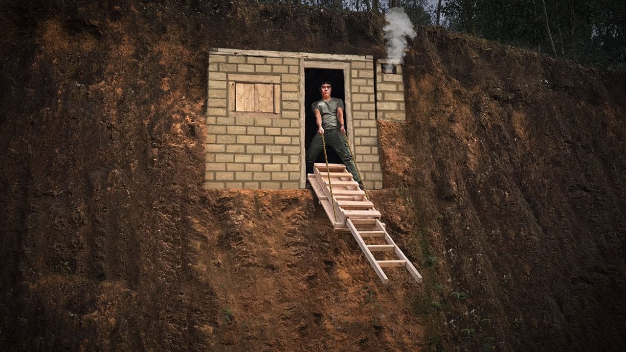 Building Underground Shelter On High Cliff | Door System Combined With ...