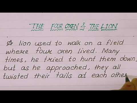 The Four Oxen And The Lion-Moral Story Writing! Moral Story!! Change ...
