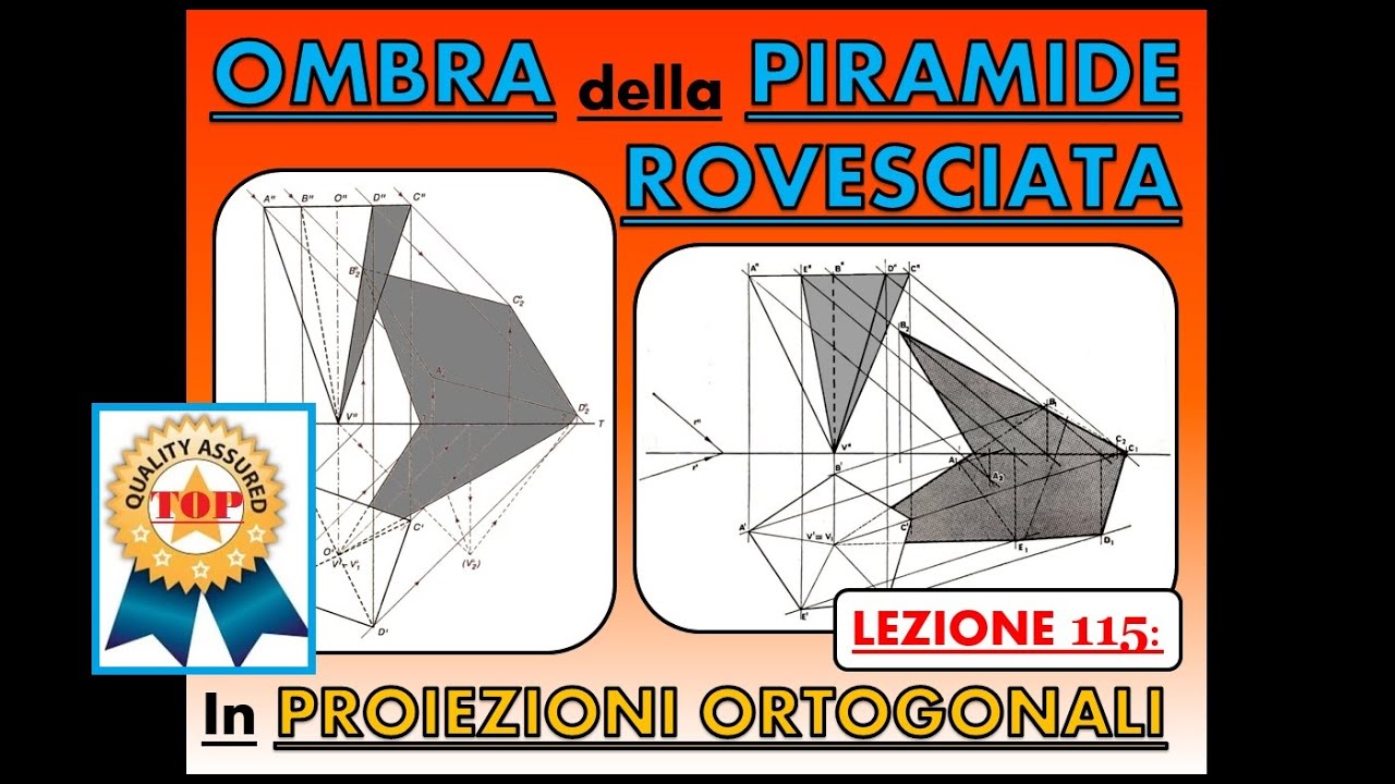 Disegno Tecnico (Lez. 115). Ombra della PIRAMIDE ROVESCIATA in ...