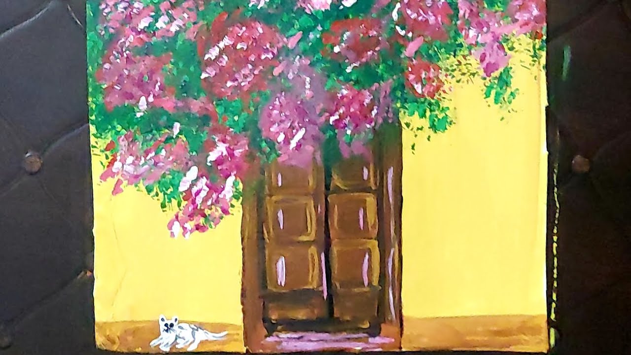 How to draw easy mini canvas painting🖼️ usi acrilic colours step by ...