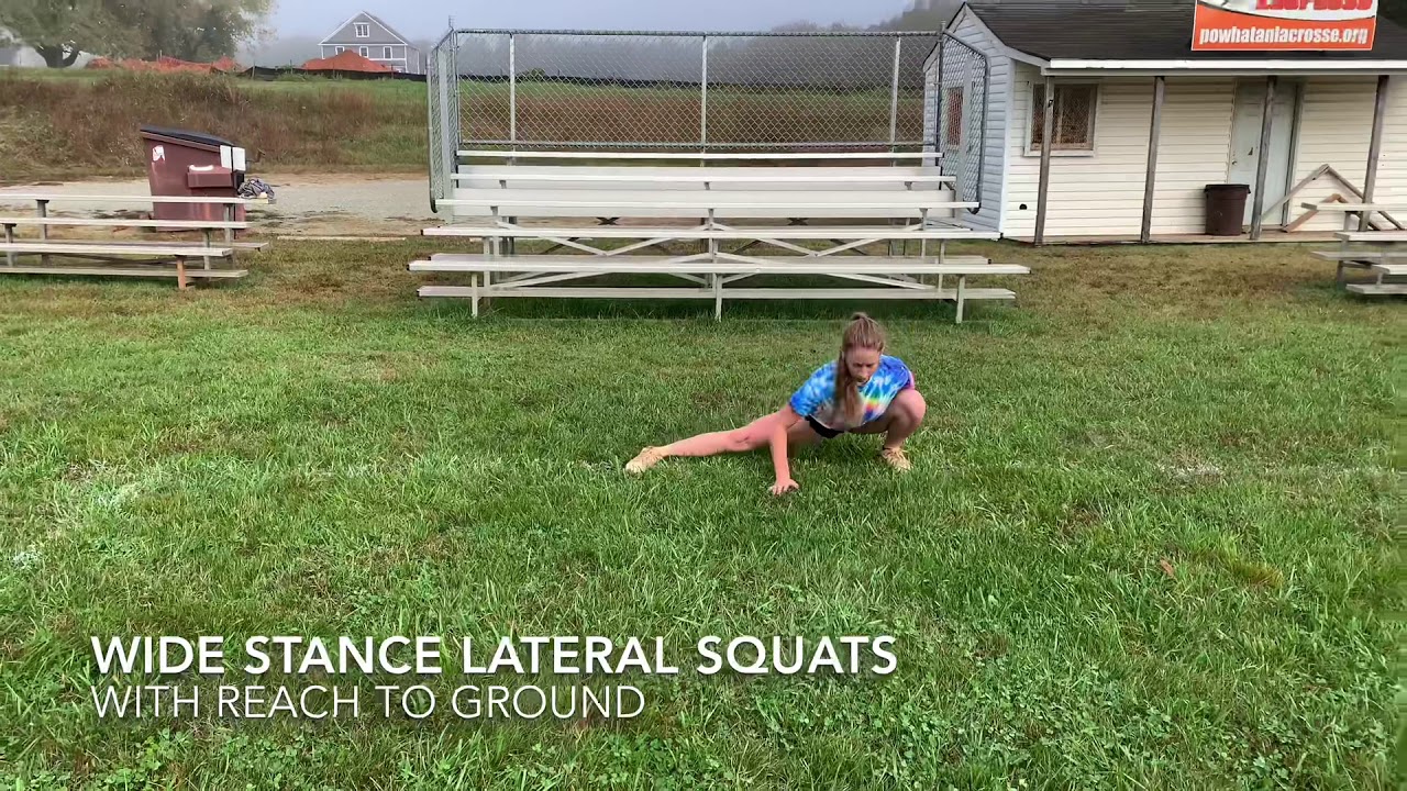 Wide stance lateral squats with reach to ground - YouTube