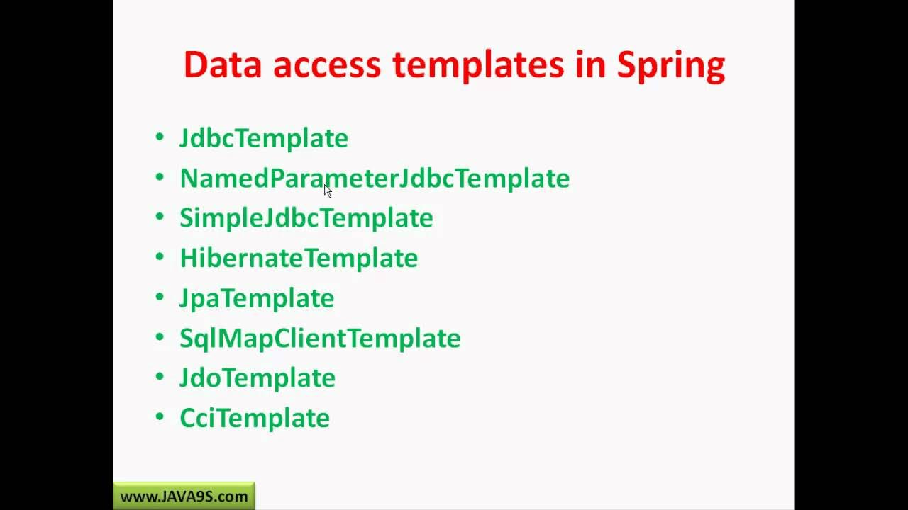 Spring JDBC Tutorial | Spring Framework Jdbc Tutorial | Java9s.com - YouTube