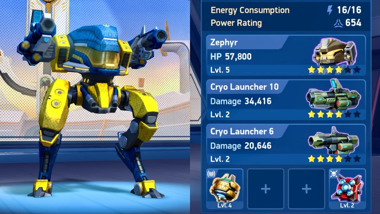 mech arena zephyr cryo launcher 10 and 6 | mech arena gameplay | mech ...