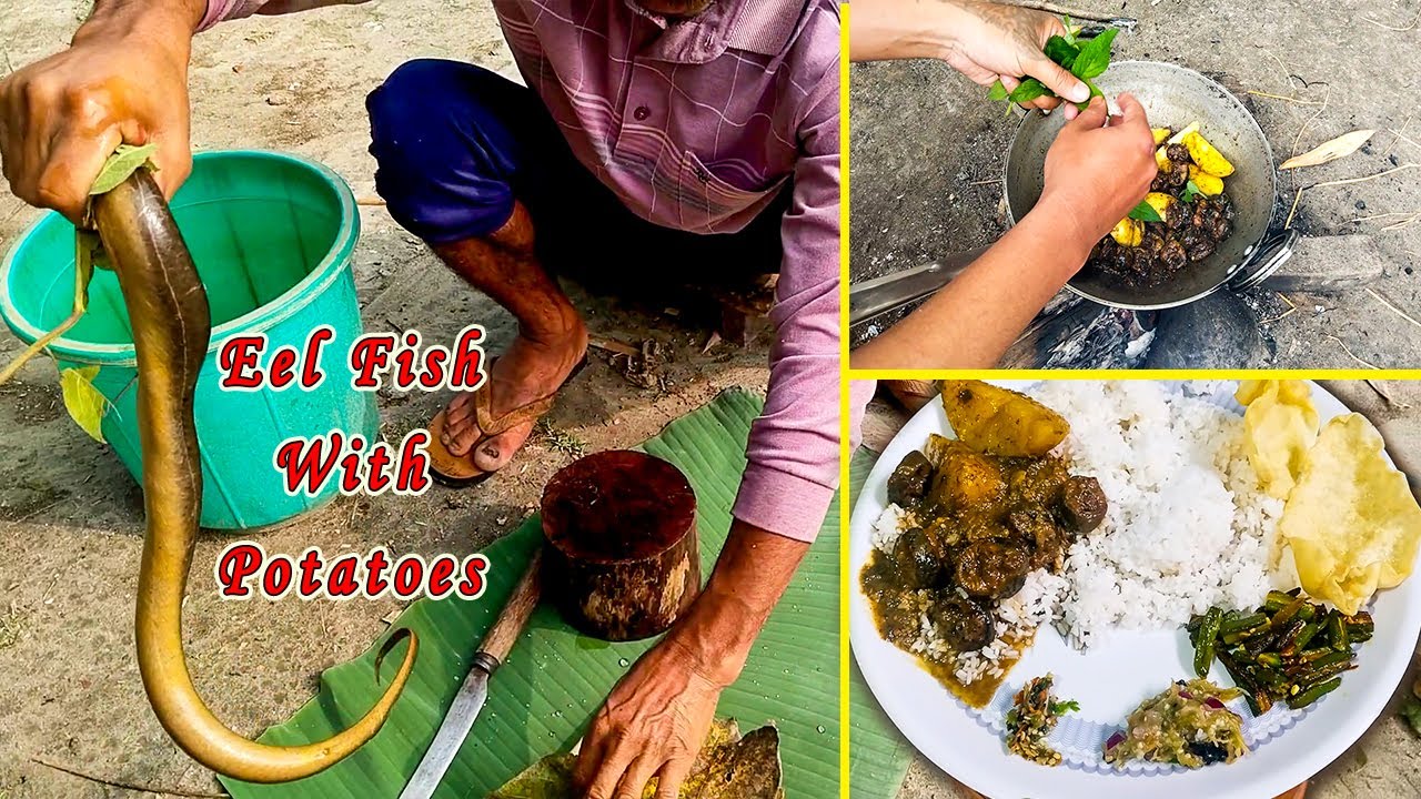 Eel fish With Potatoes | Village Style | Firewood Cooking | Delish ...