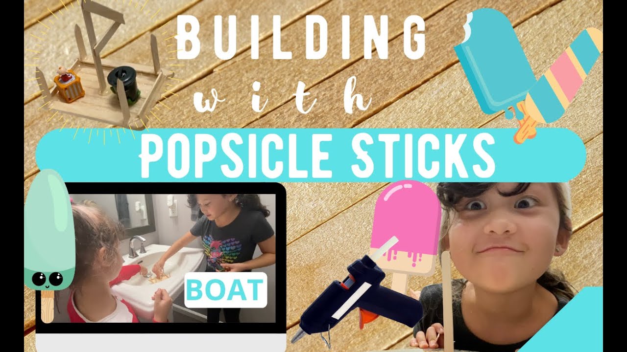 Layla builds a popsicle stick boat - YouTube