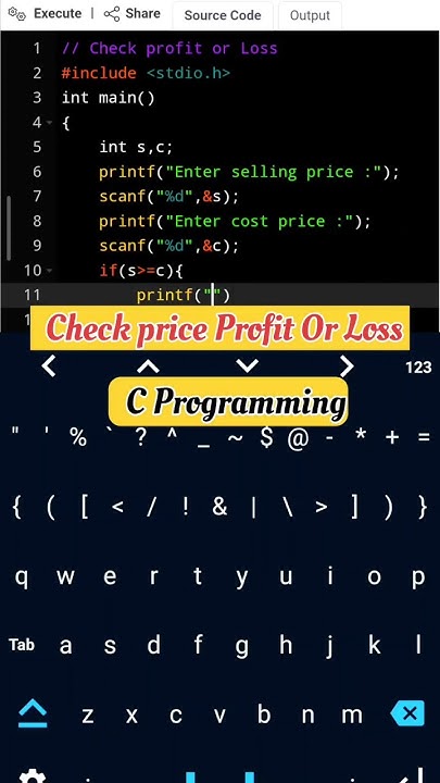 #8 Check Price Profit or loss in C Programming #clanguage #ccode #coding #programming #shorts # ...