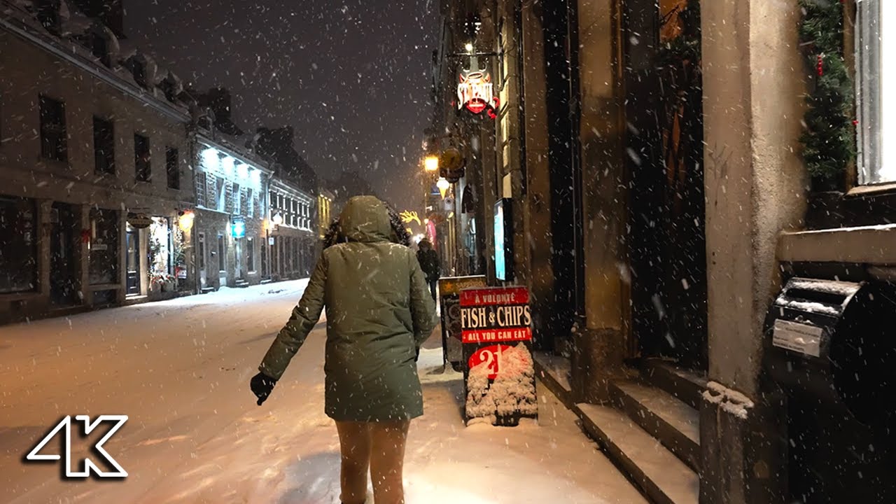 Heavy Snowfall Night Walk in Montreal ~ Snowstorm in 4k HDR ️☃️ - YouTube