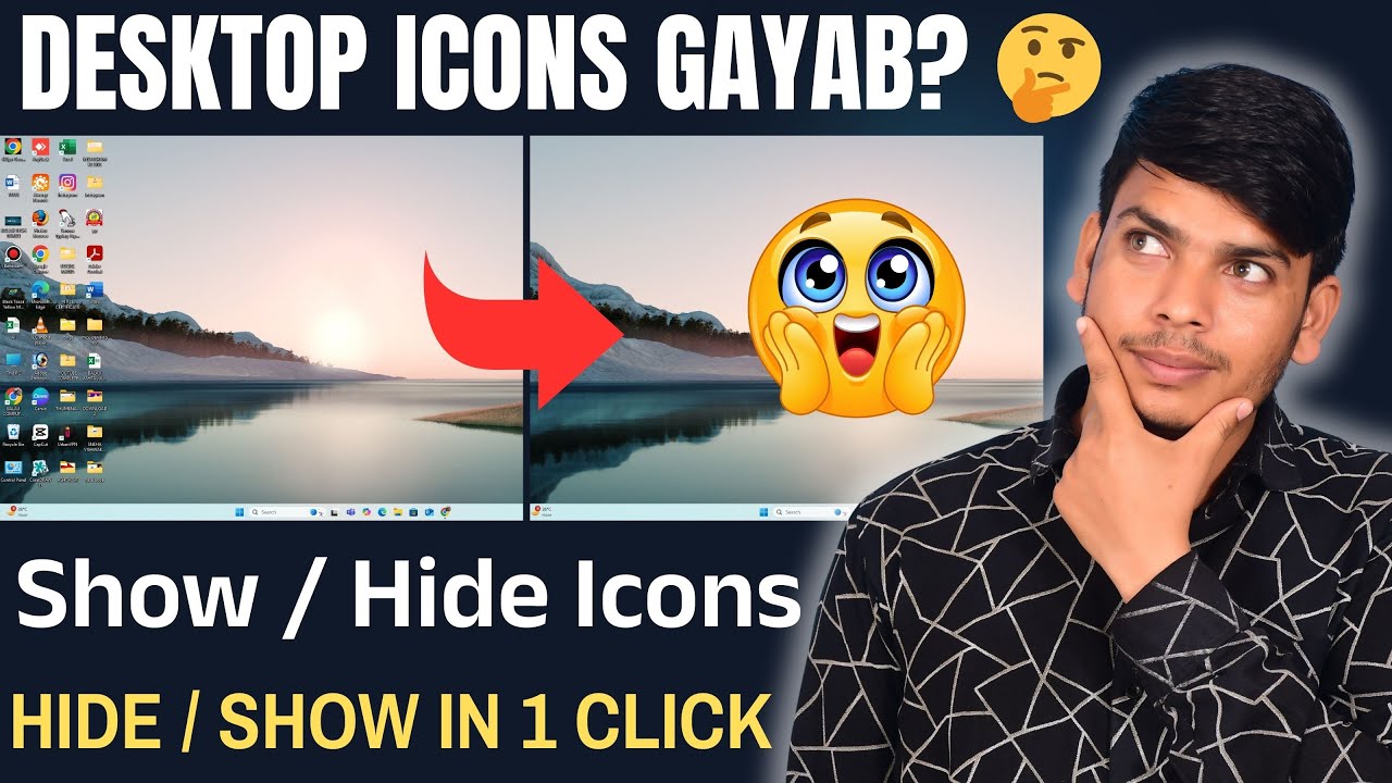 🖥️ Desktop Icons Hide & Show in One Click | Windows Secret Feature ...