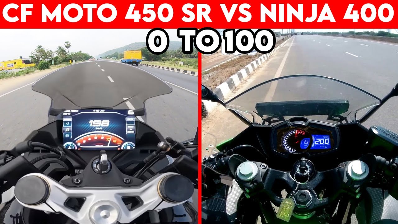 CF MOTO 450 SR VS Ninja 400 | 0 To 100 | TOPSPEED BATTLE !!! - YouTube