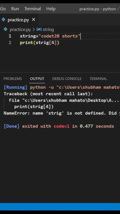HOW PRINT INDEX OF A STRING #python #python3 #learnpython #coding - YouTube