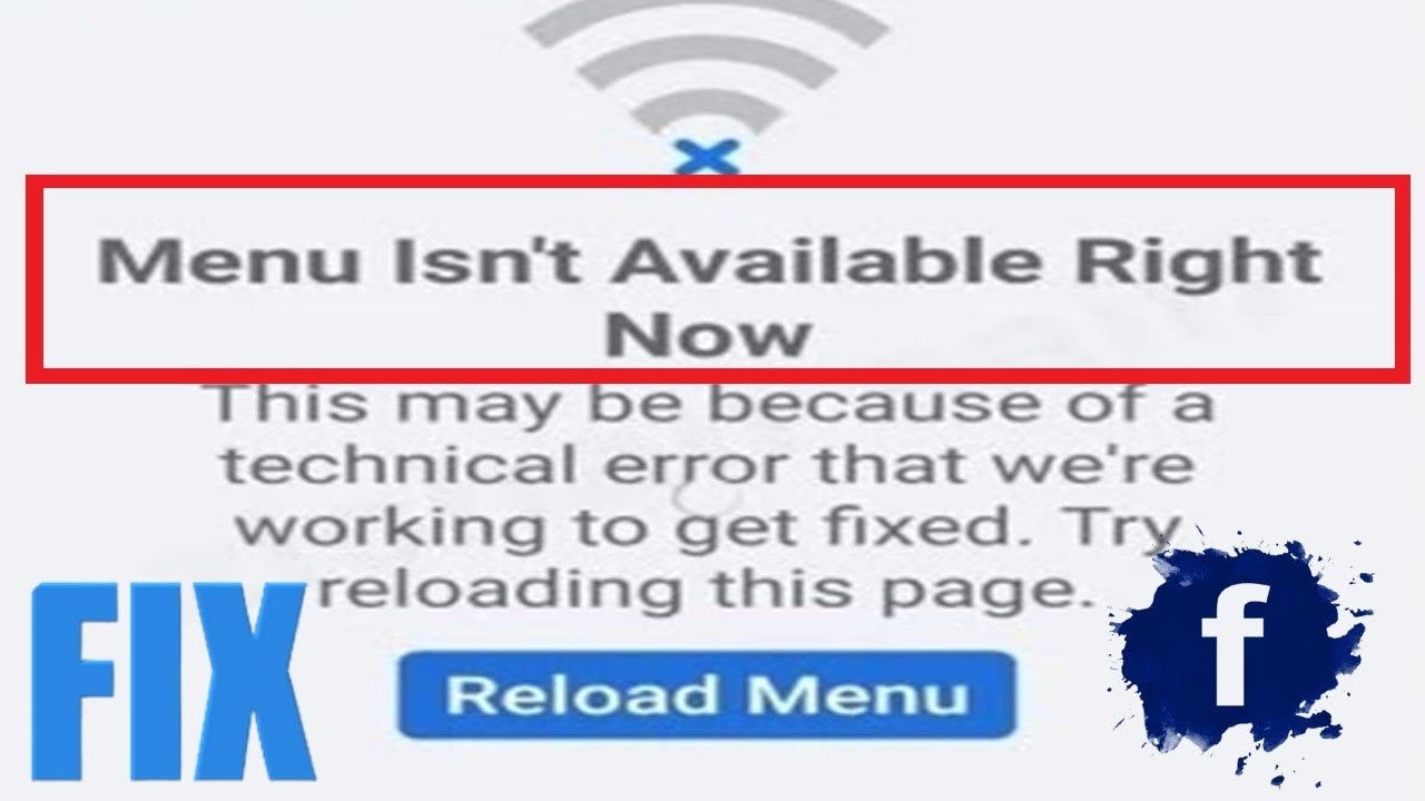 How to Fix Menu Isn’t Available Right Now In Facebook - YouTube