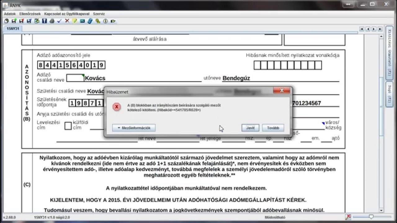 Adóbevallás 2016 - 15NY31-es adóbevallás nyomtatvány letöltése, telepítése, kitöltése ...