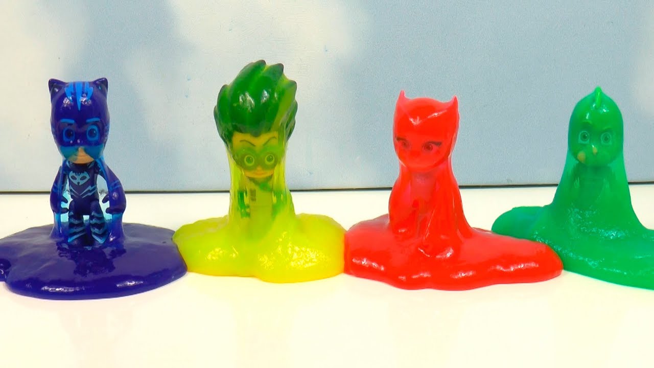 Learn Colors with Pj Masks Toys and colours Slime in Toilet Bowls toys ...