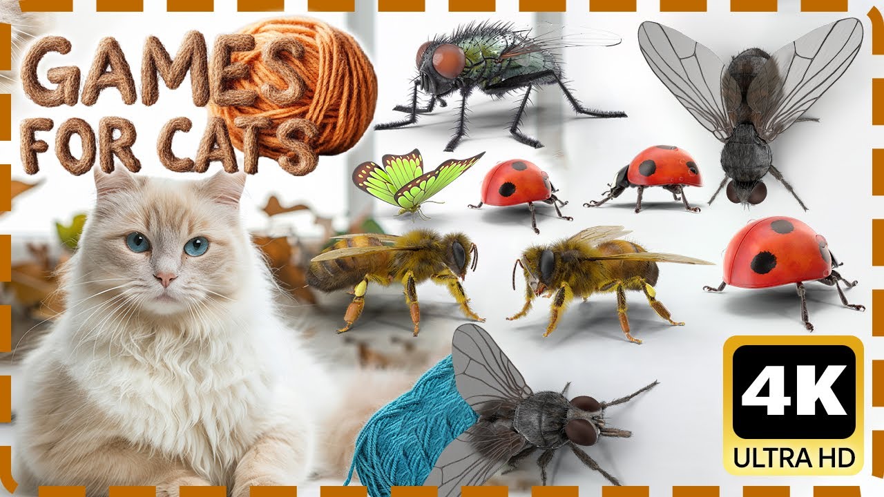 Cat Games 4K | Funny Cat Entertainment Chasing Mice and Bugs in Action ...