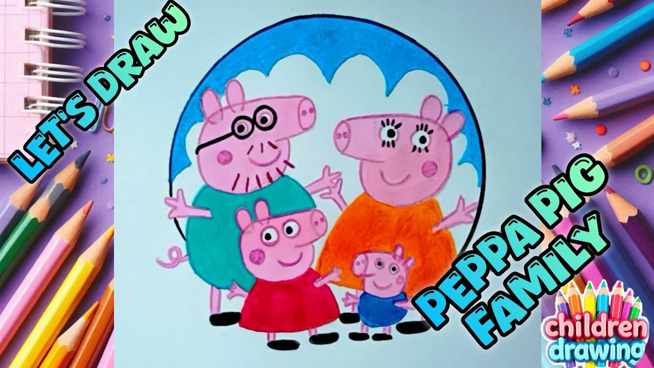 How to Draw family Peppa pig - YouTube